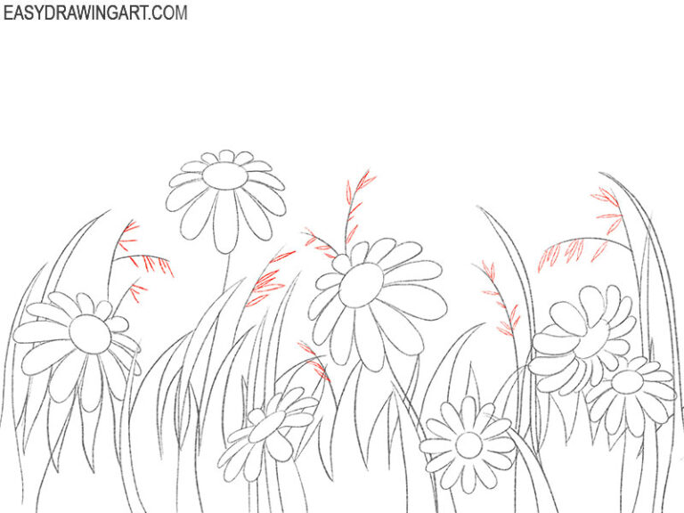 How to Draw a Field of Flowers - Easy Drawing Art