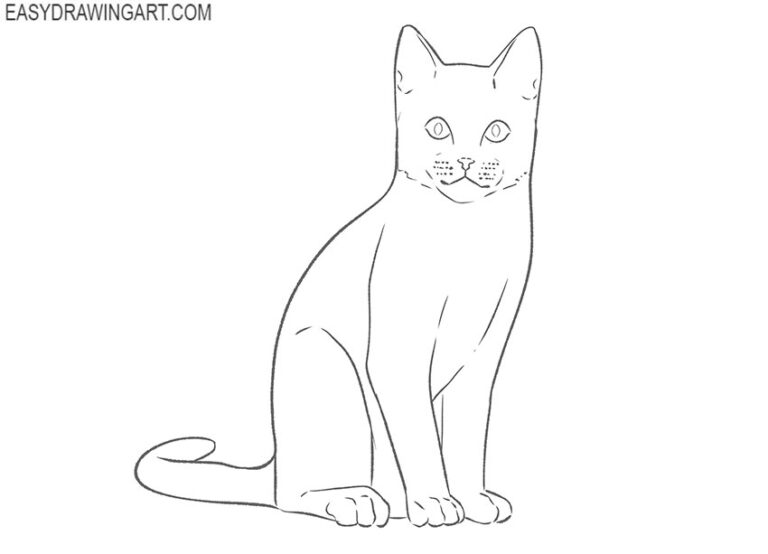 How to Draw a Sitting Cat - Easy Drawing Art