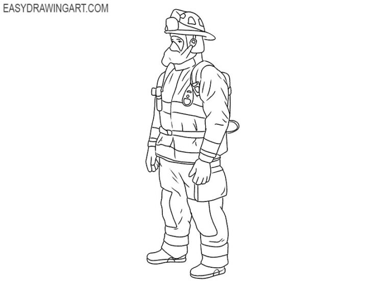 How to Draw a Firefighter - Easy Drawing Art