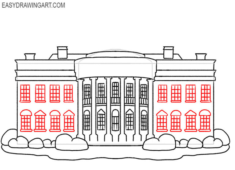 How to Draw the White House - Easy Drawing Art