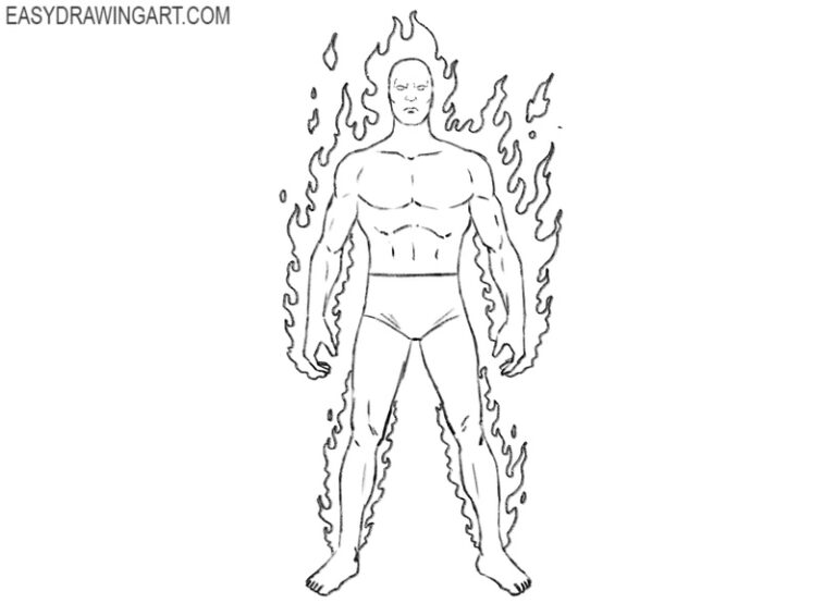 How to Draw the Human Torch - Easy Drawing Art